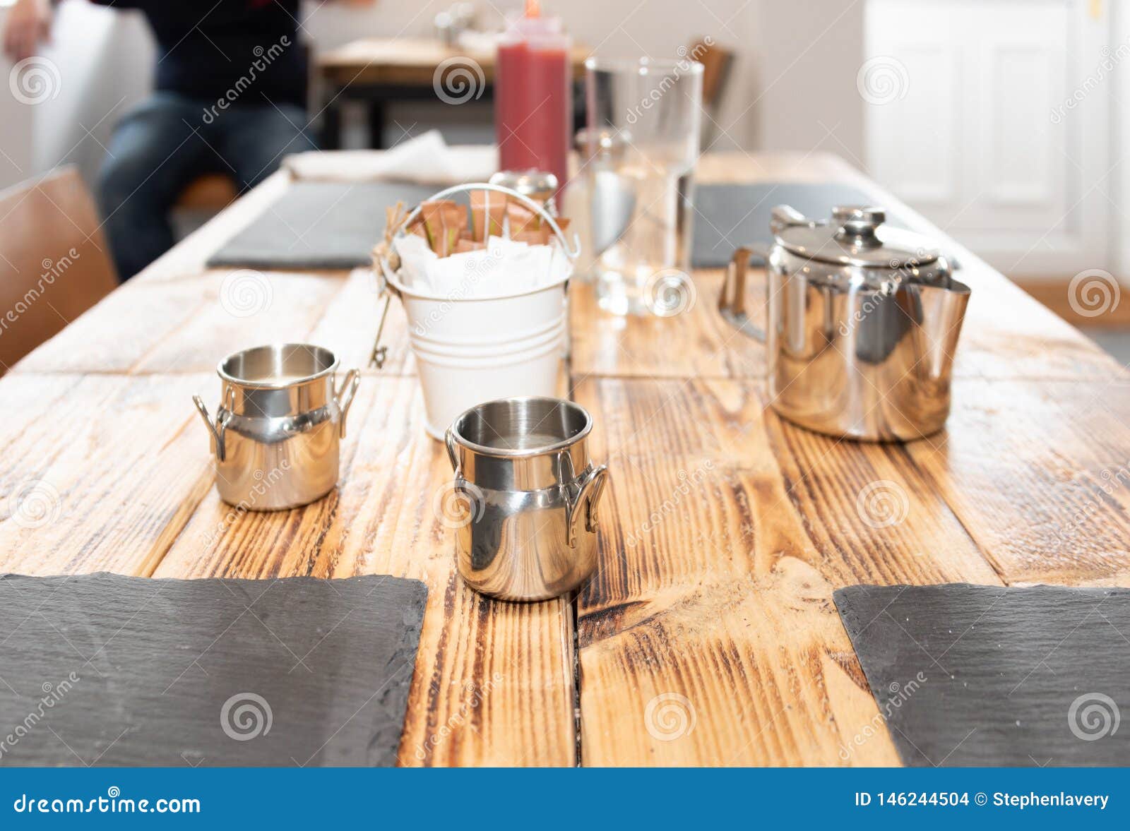 Two Diner Tables Pushed Together for Additional Space Stock Photo ...