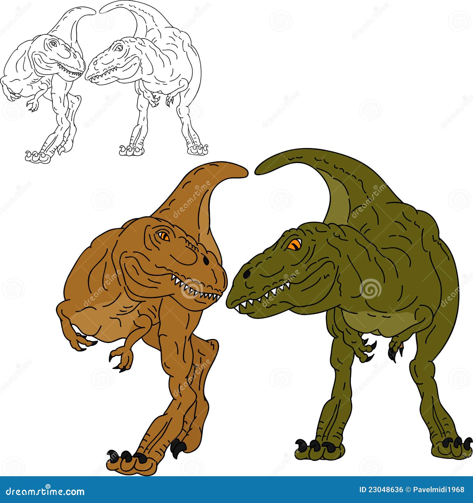 Two dinosaurs together stock vector. Illustration of prehistory - 23048636