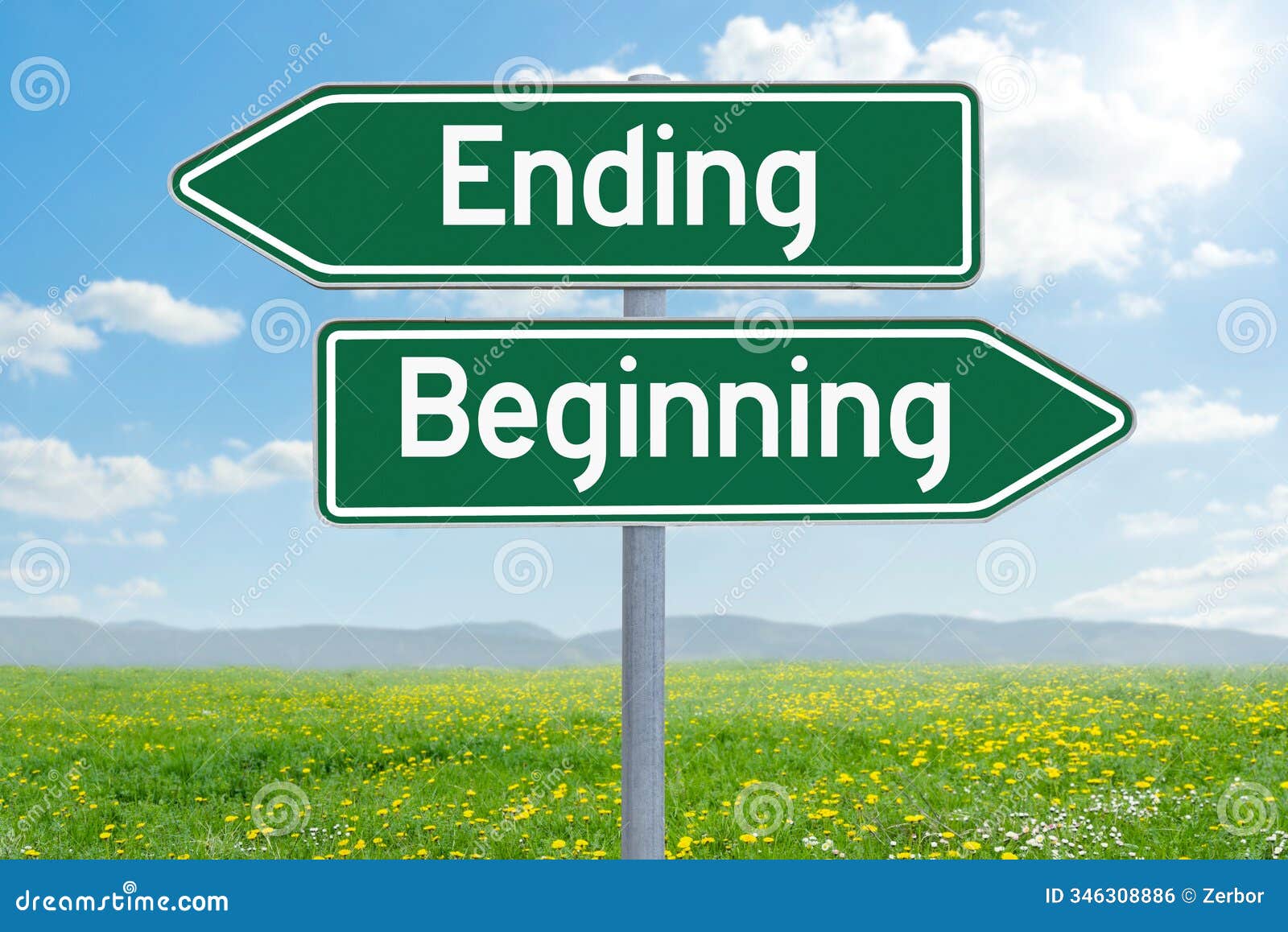 Two Direction Signs -- Ending or Beginning Stock Photo - Image of death ...