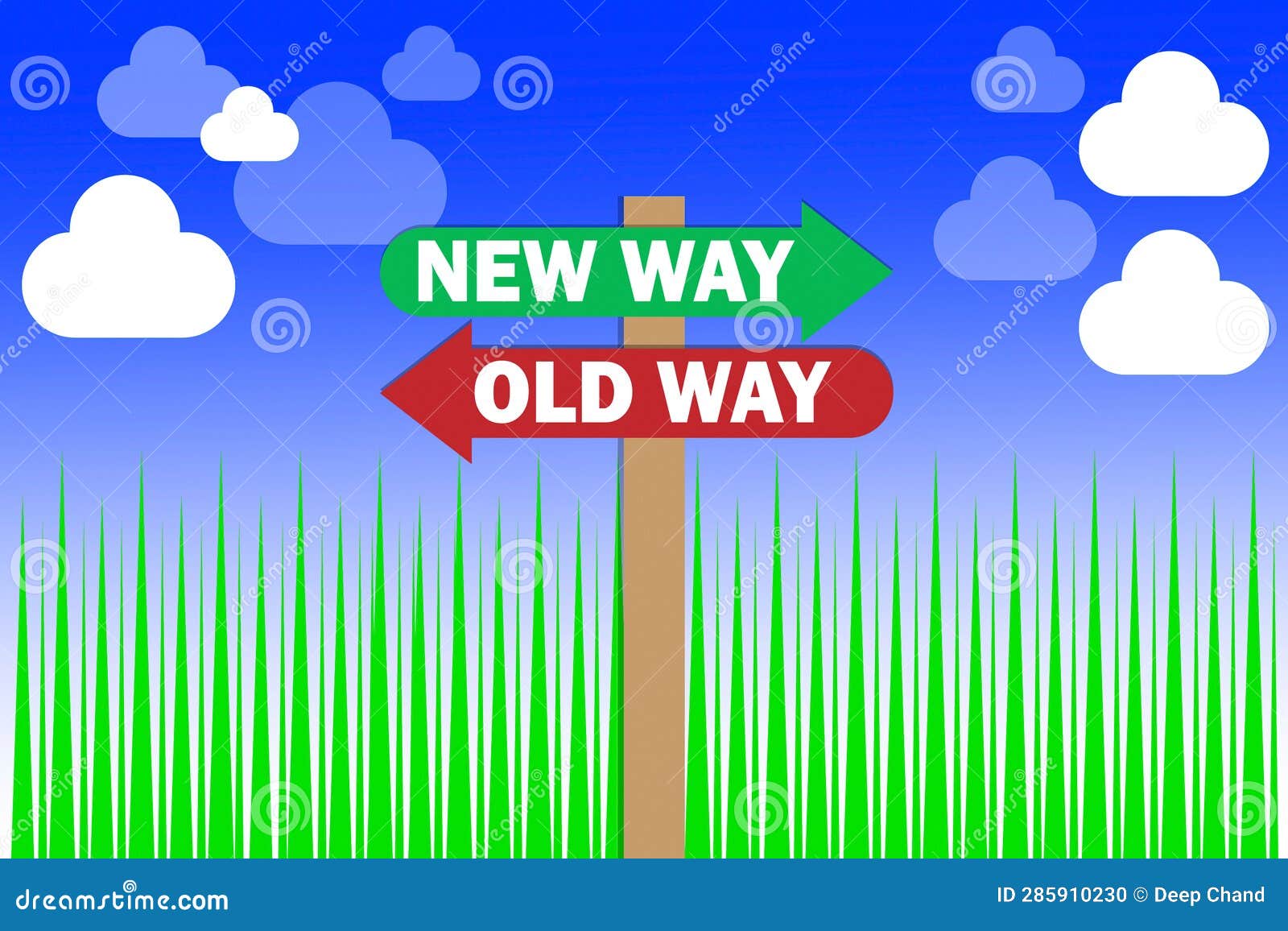 Two Direction Signs New Way Vs Old Way Showing Choices Stock Vector ...