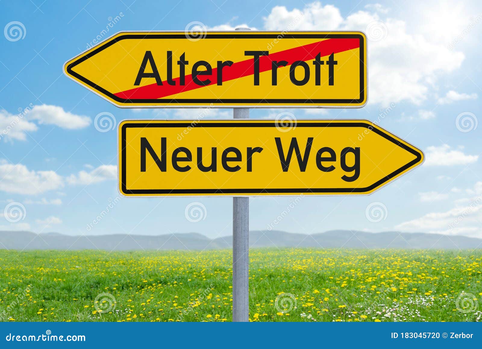 Two Direction Signs - Old Way or New Way - Alter Trott Oder Neuer Weg ...