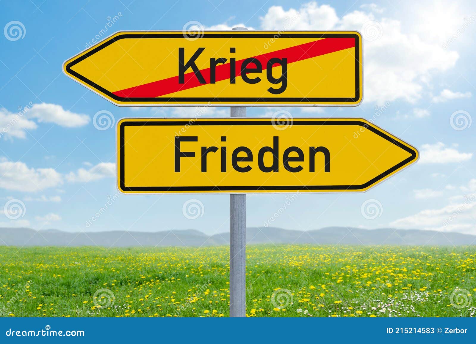Two Direction Signs - War or Peace - Krieg Oder Frieden German Stock ...