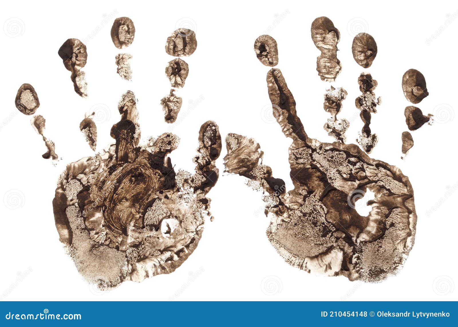 Two dirty handprints stock photo. Image of touch, isolated - 210454148
