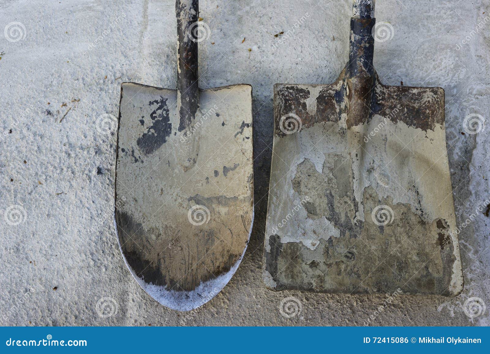 Two Dirty Spade on the Concrete Surface Stock Photo - Image of ...