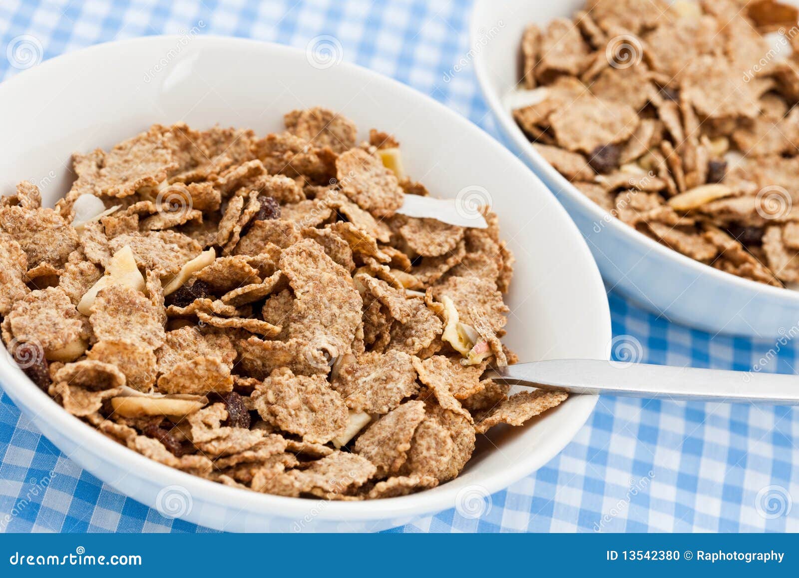 Two Dishes of Delicious Bran Flakes Stock Photo - Image of dish, snack ...