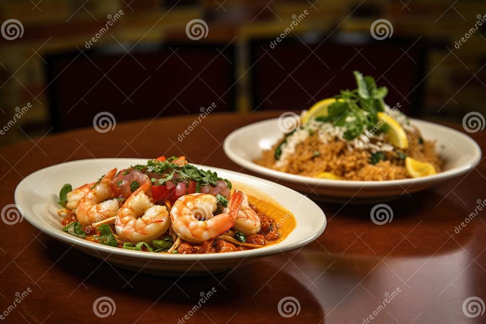 Two Dishes from Different Cuisines Placed Side by Side Stock ...