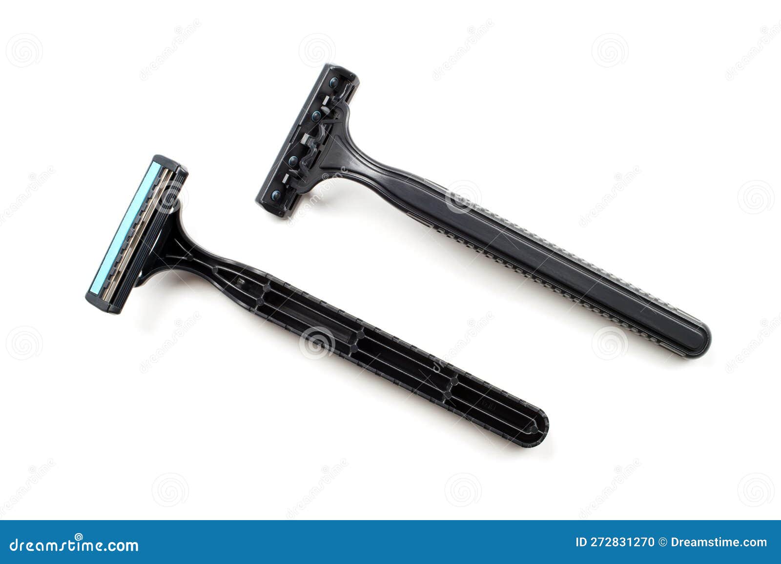 Two Disposable Plastic Razors on a White Background. Stock Photo ...