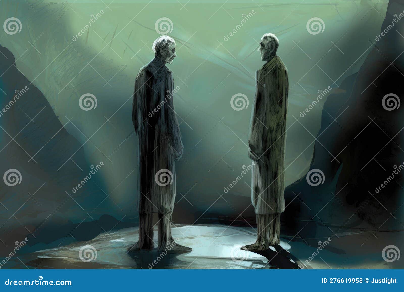 Two Distant Figures Standing Side by Side a Simmering Hostility ...