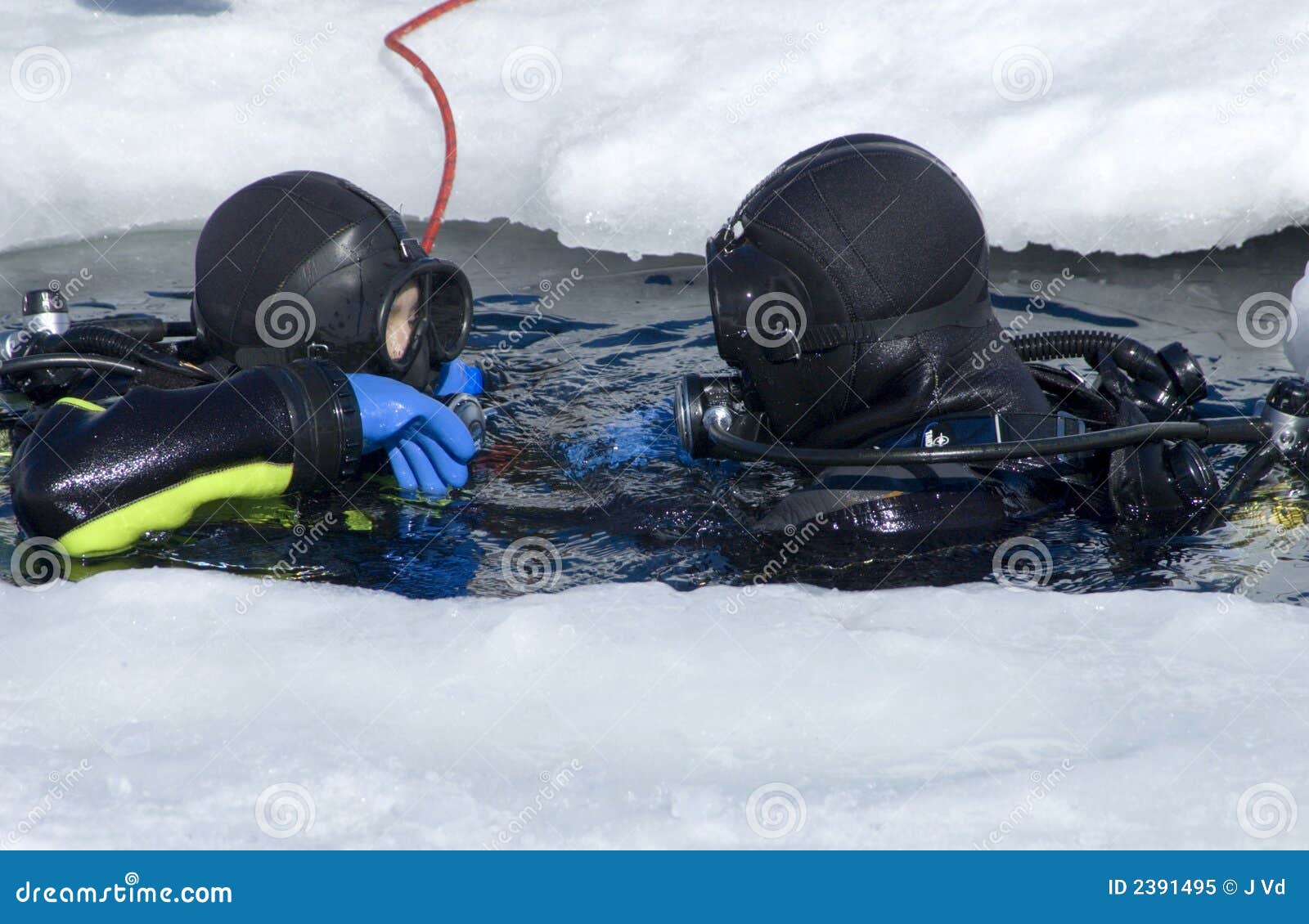 Two divers stock image. Image of mask, glove, hand, diver - 2391495