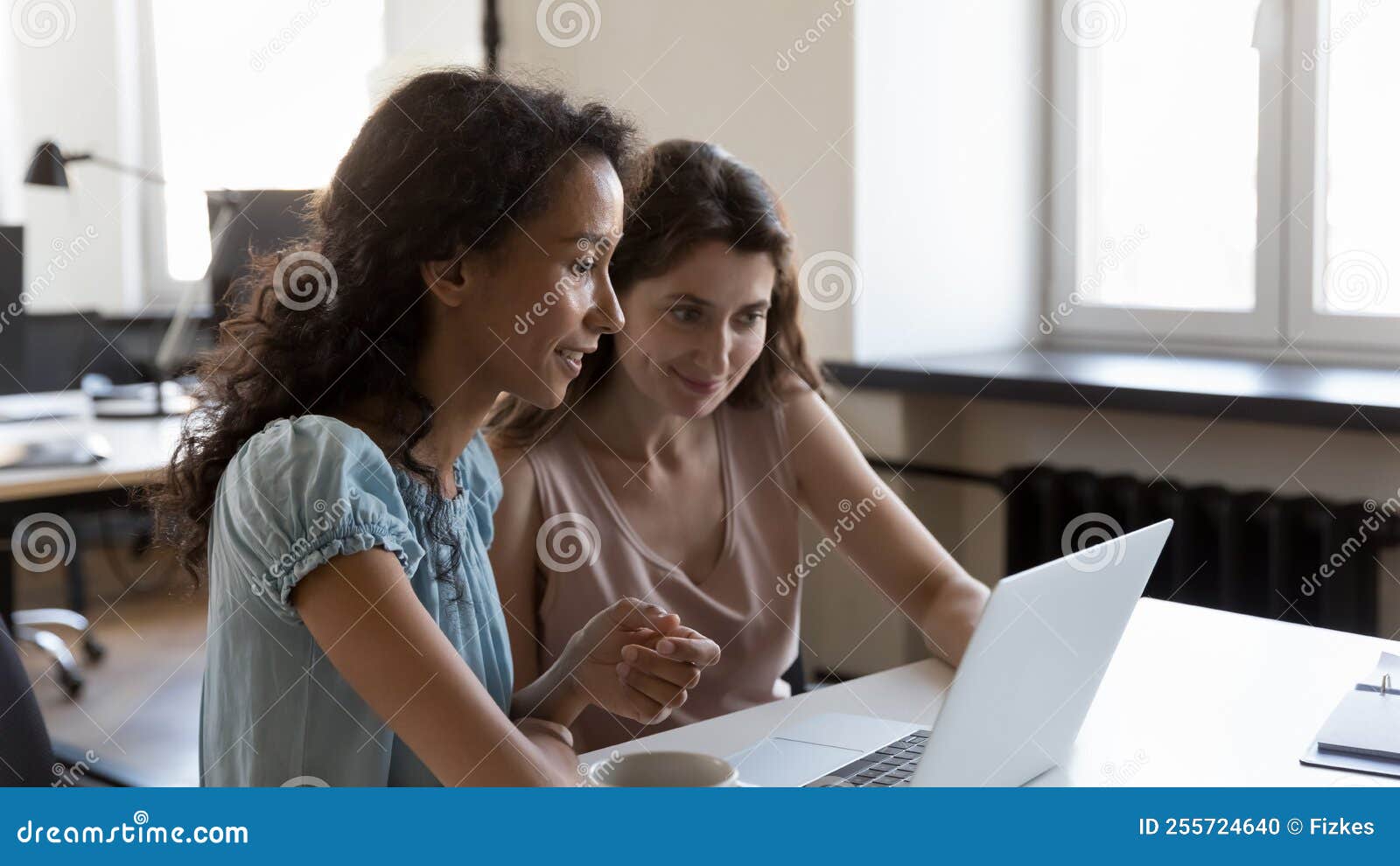 Two Diverse Employees Working on Project Tasks Together Stock Photo ...