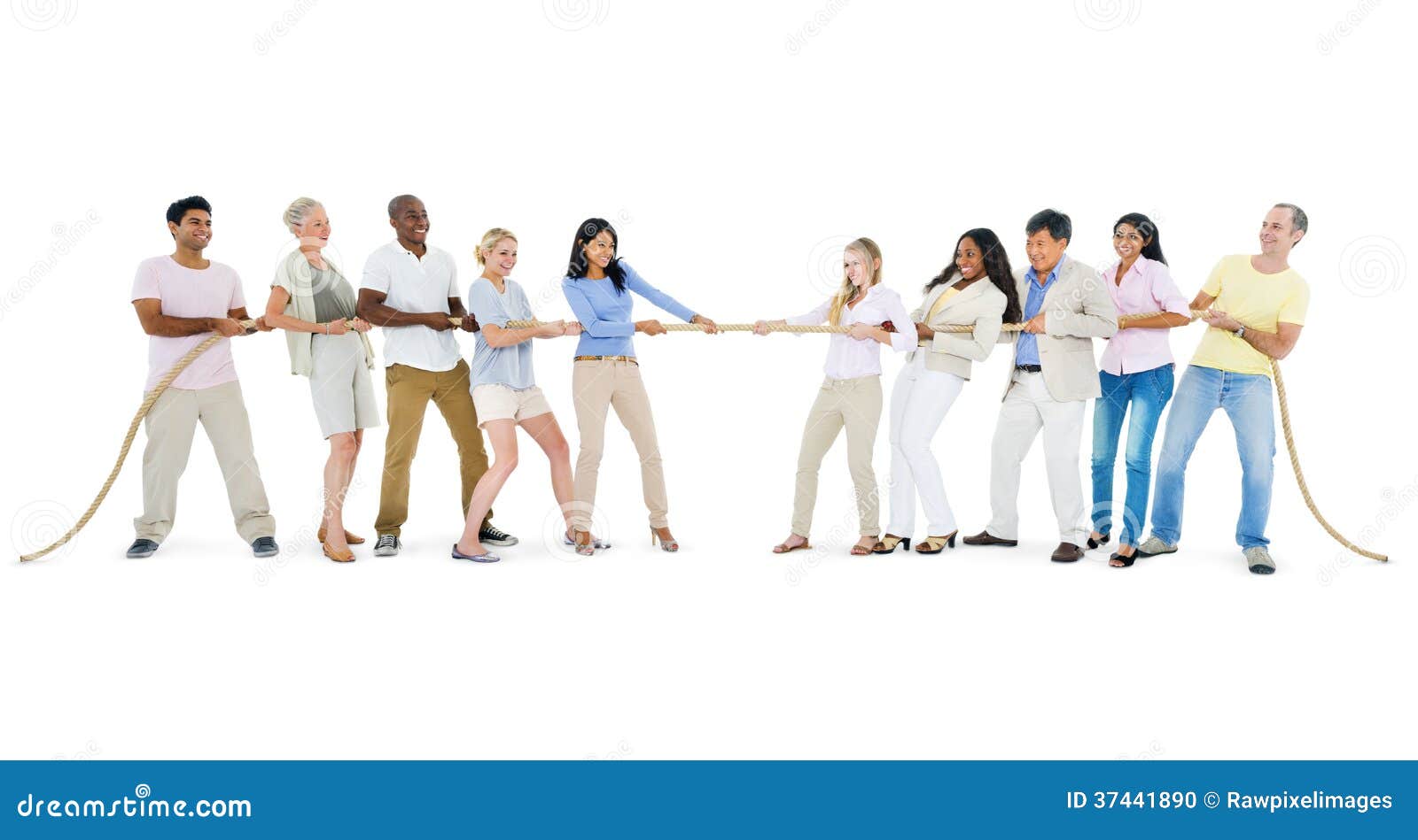 Two Diverse People Teams Pulling Rope Stock Photo - Image of ...