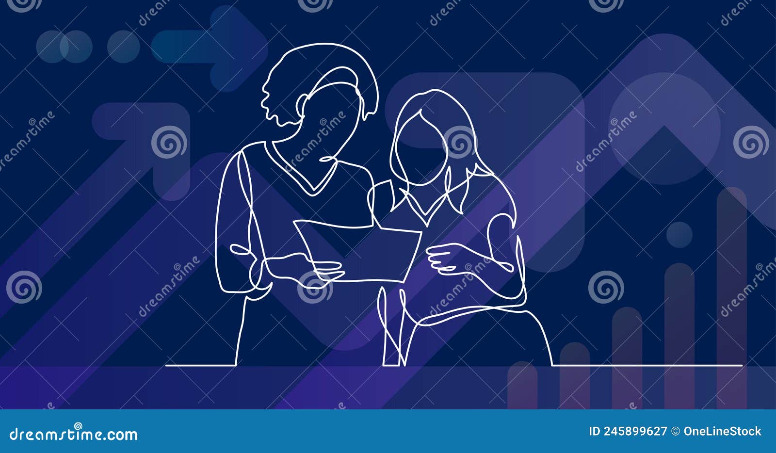 Two Diverse Team Members Discuss Work Project on Paper during Meeting ...