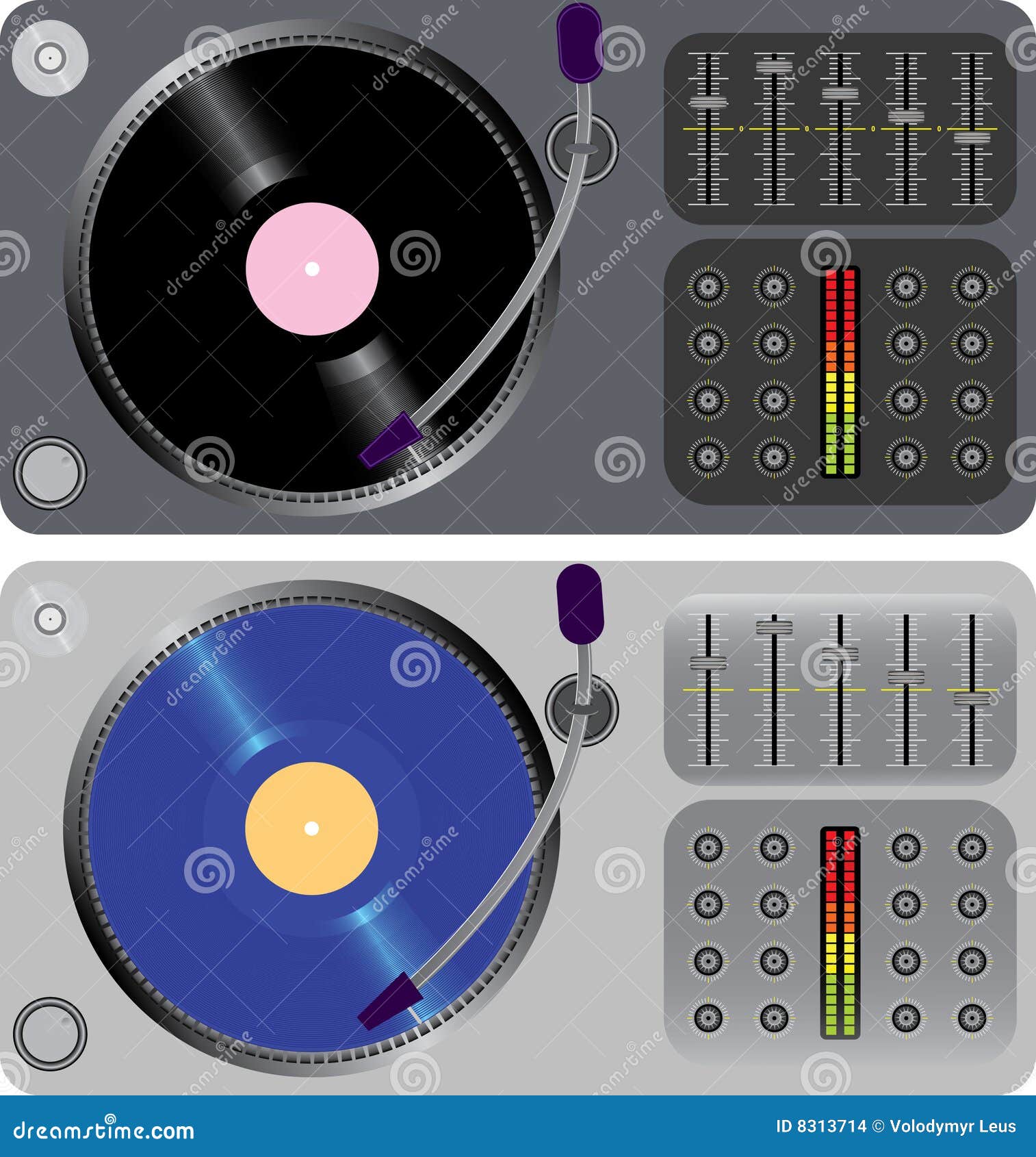 Two Dj Turntables Isolated on White Stock Vector - Illustration of ...