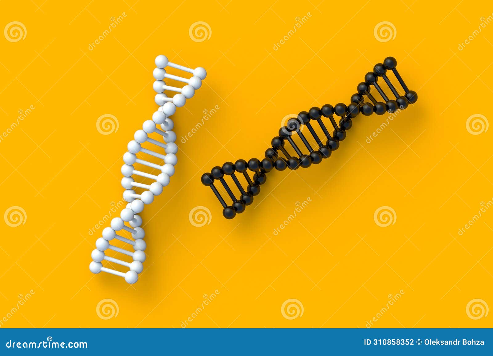 Two DNA Structure on Orange Background. Spiral Molecule Model. Genetic ...