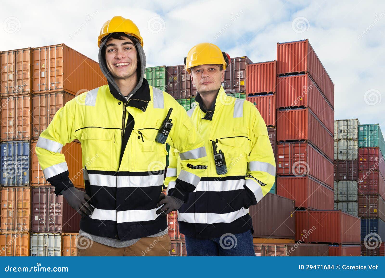Two Dockers stock photo. Image of gloves, logistics, standing - 29471684