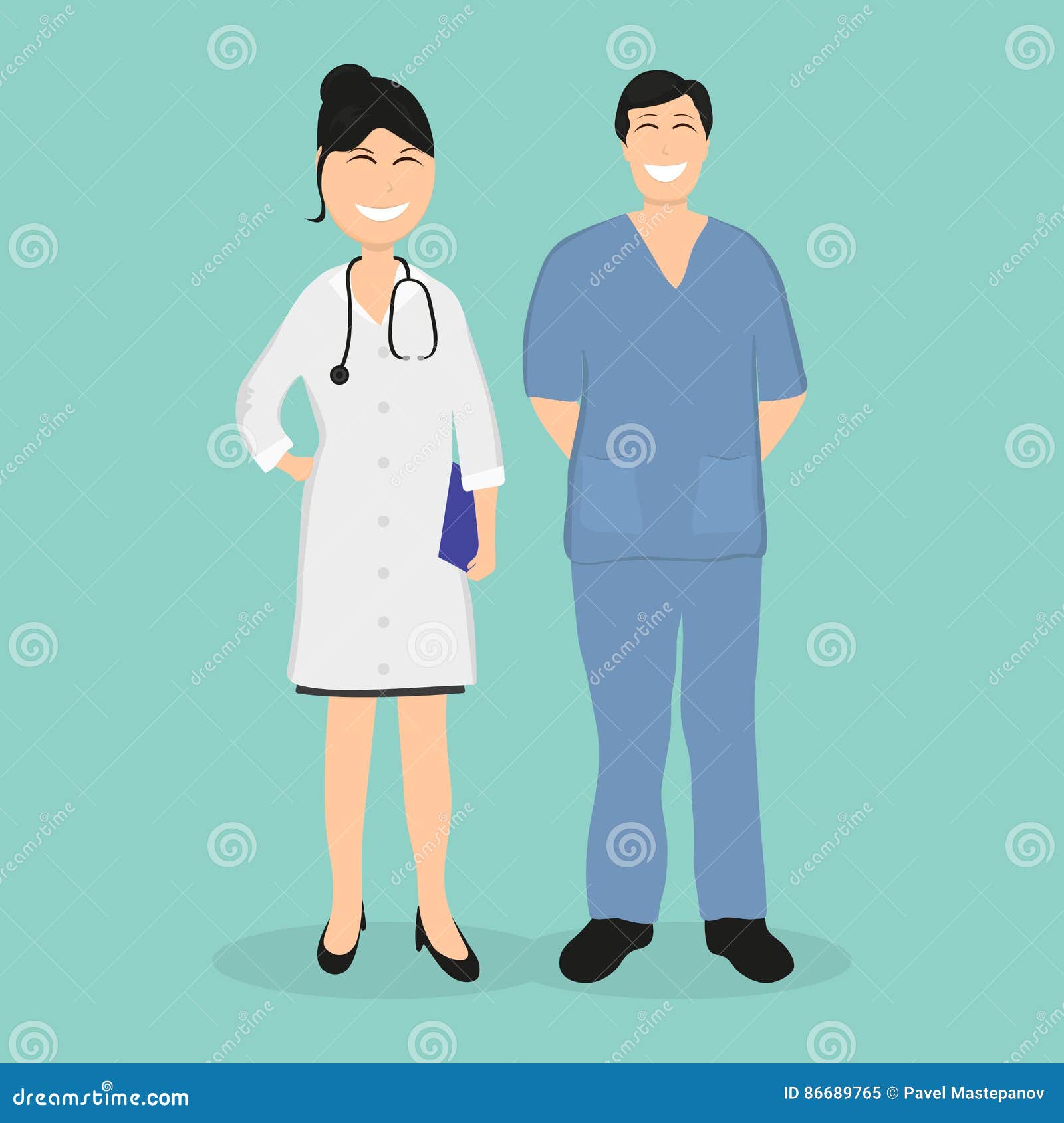 Two Doctor in Hospital, Flat Design Stock Vector - Illustration of ...