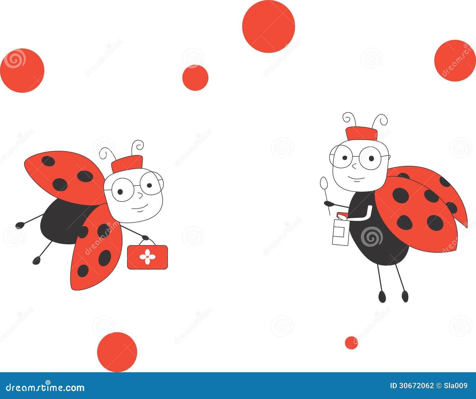 Two doctor ladybugs stock vector. Illustration of closeup - 30672062