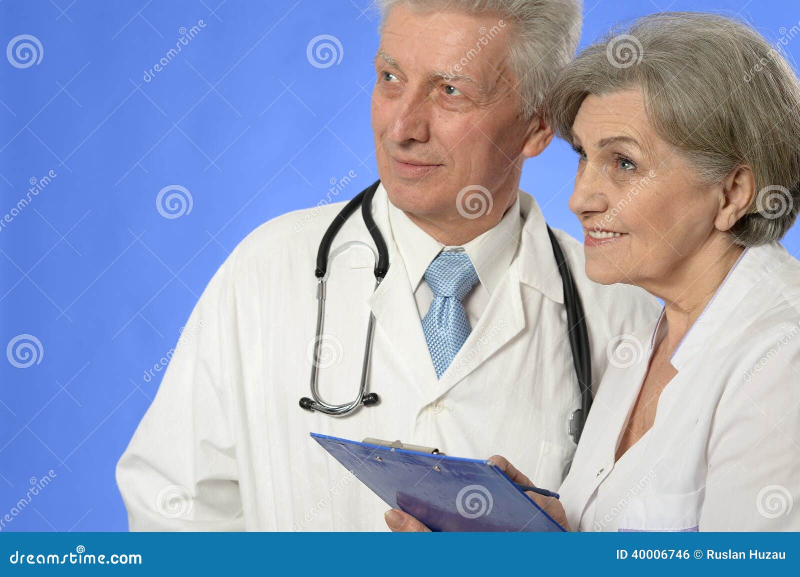 Two doctors on blue stock photo. Image of human, healthy - 40006746