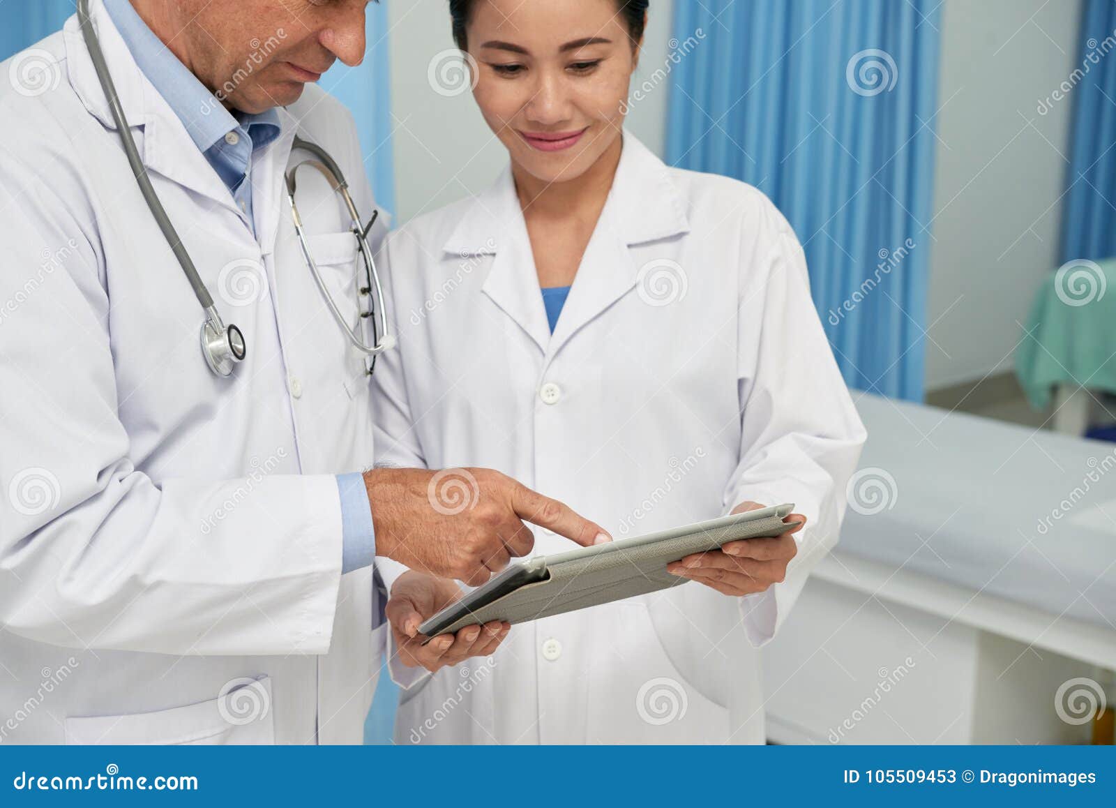 Medical Workers with Tablet Computer Stock Image - Image of hands ...