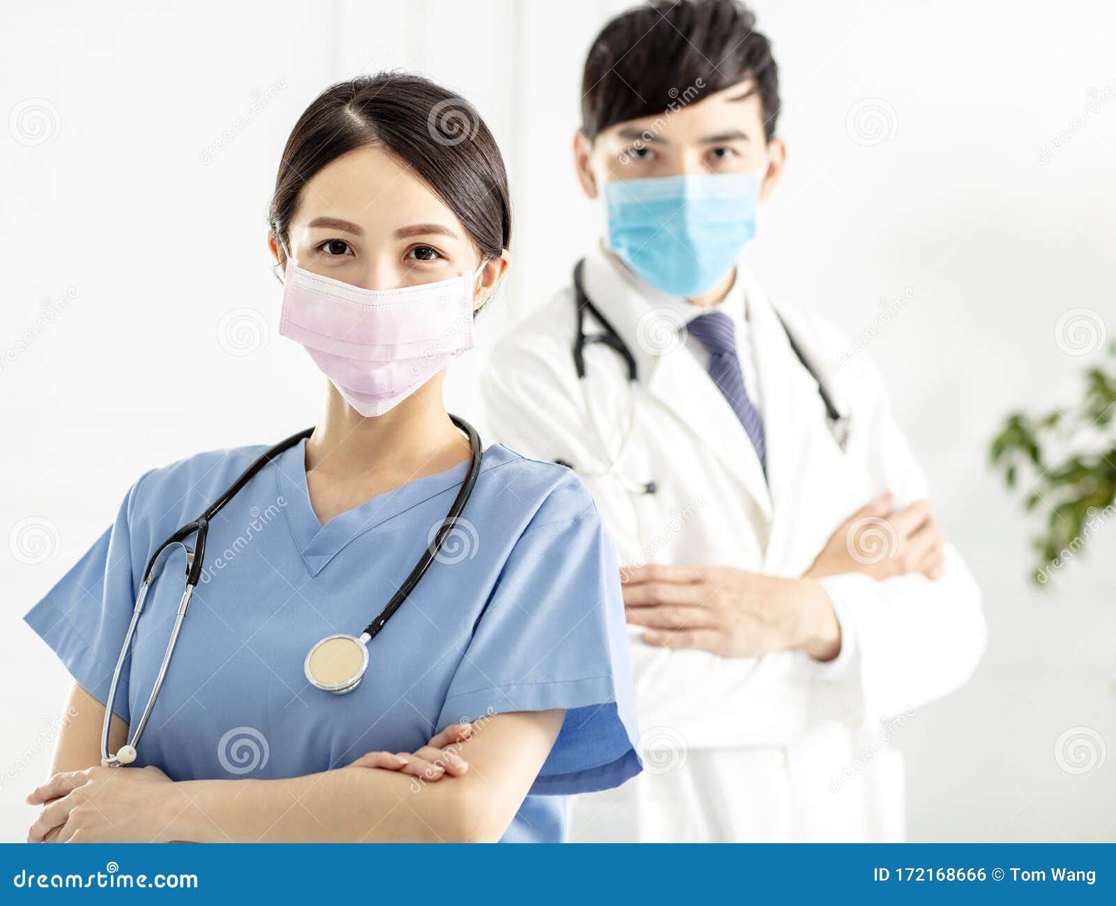 Two Doctors Faces Wearing Protective Mask Stock Photo - Image of asian ...