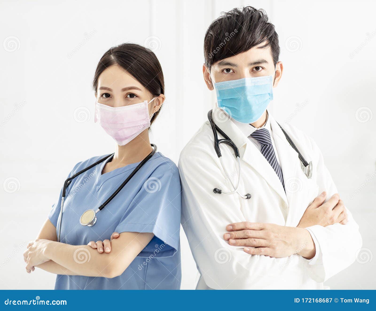 Two Doctors Faces Wearing Protective Mask Stock Image - Image of ...