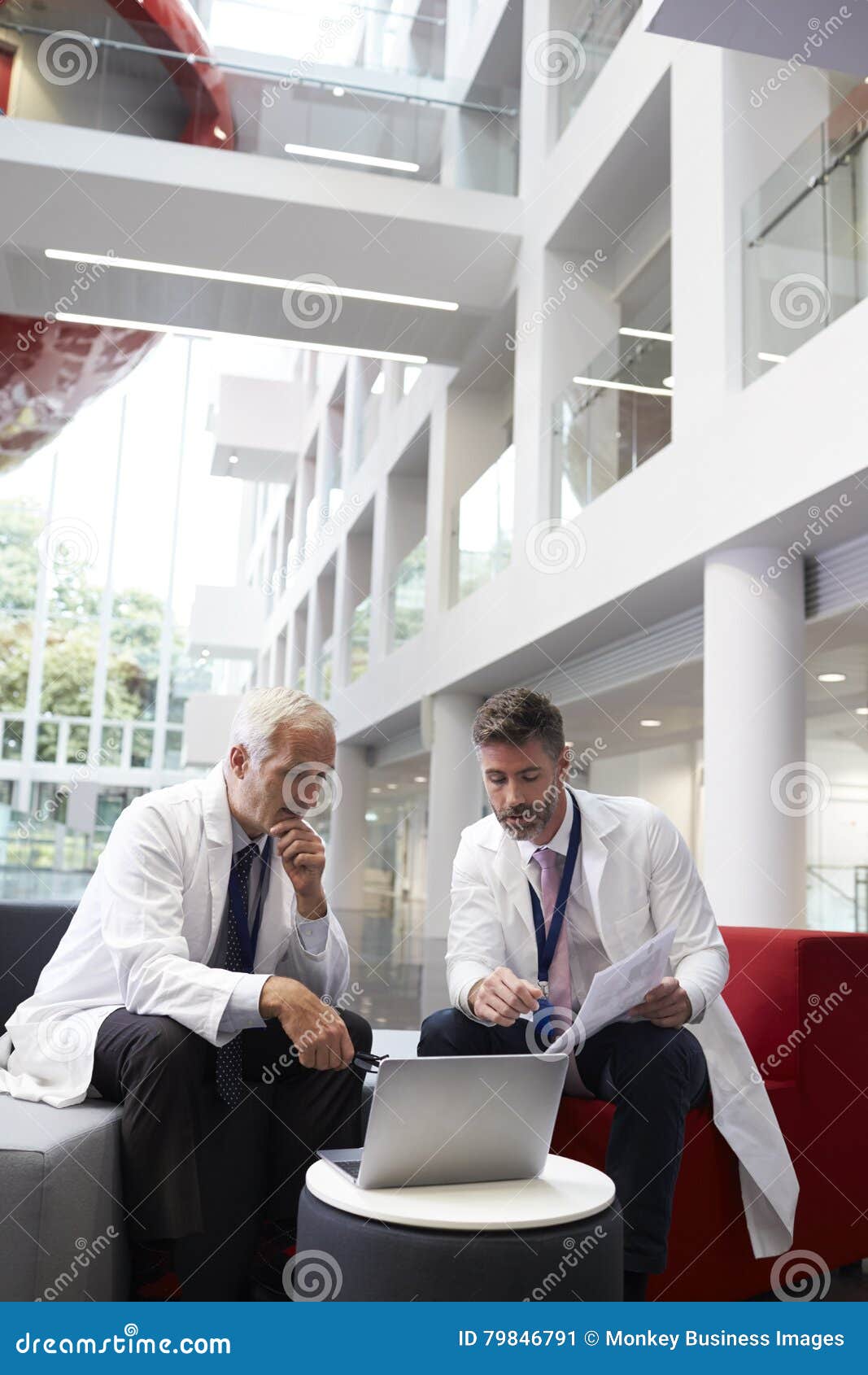 Two Doctors Having Meeting in Hospital Reception Area Stock Image ...
