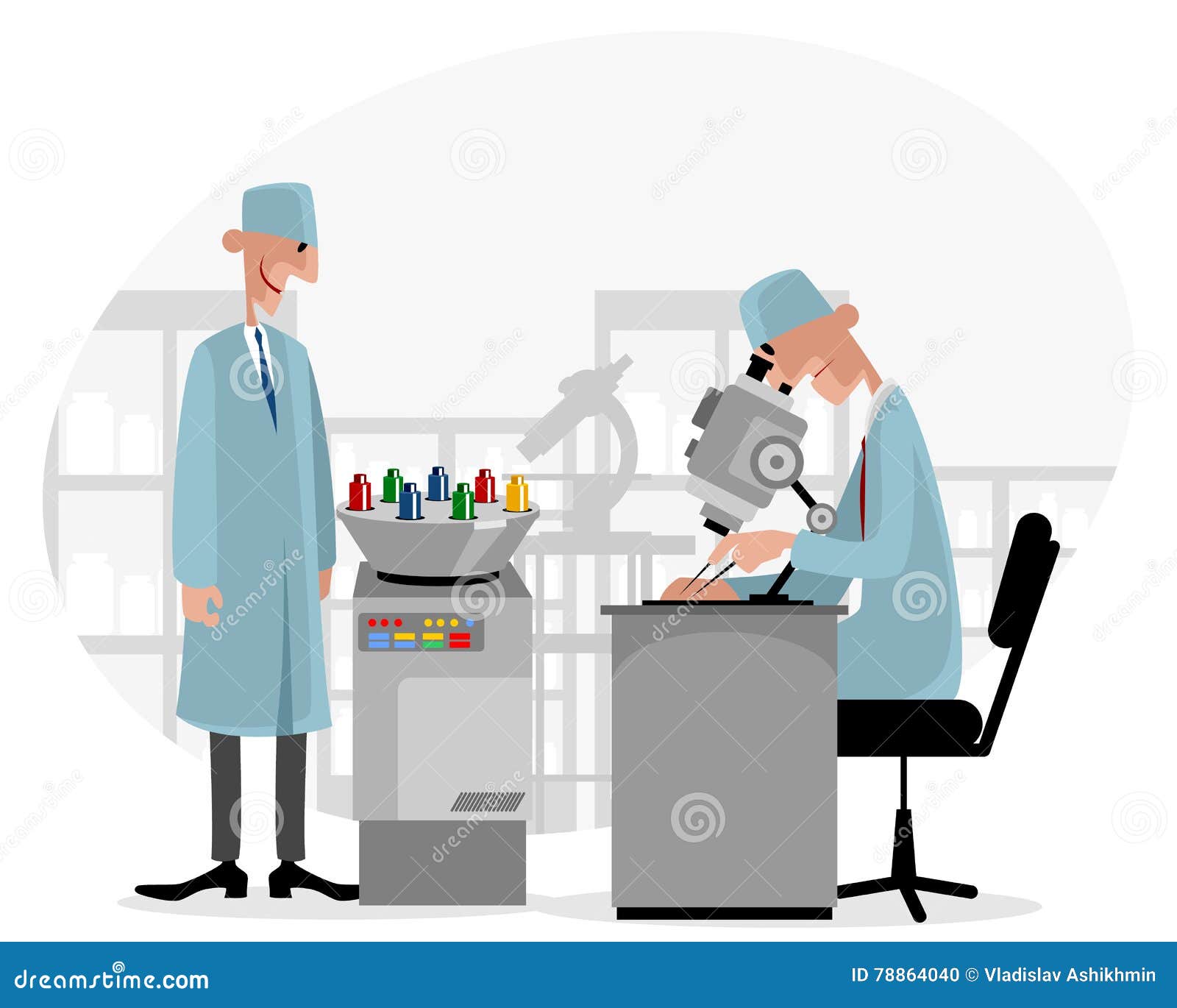 Two doctors in laboratory stock vector. Illustration of checkup - 78864040