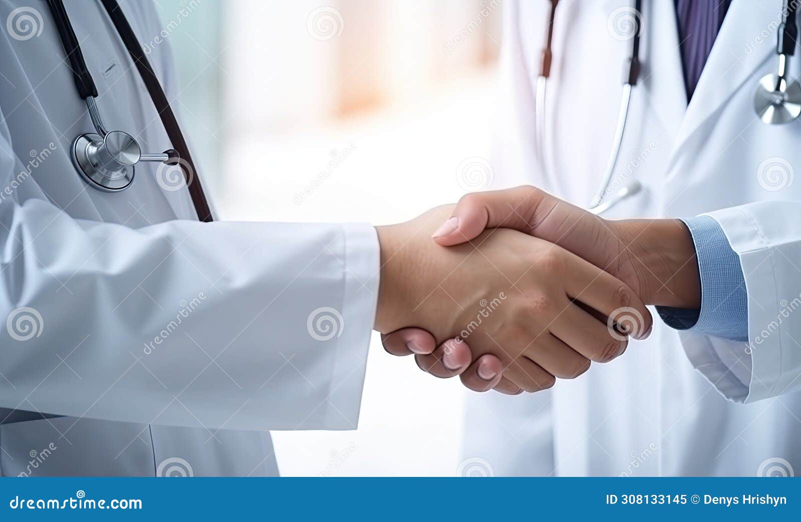 Two Doctors Shaking Hands in Front of Each Other Stock Illustration ...