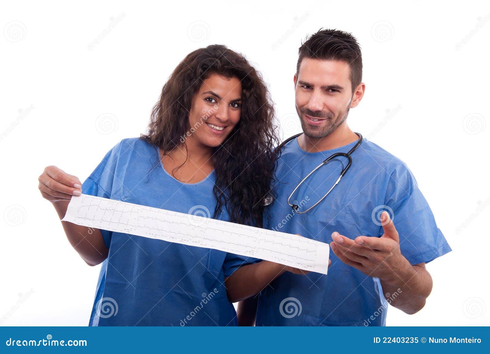 Two Doctors Smiling With Electrocardiogram Royalty-Free Stock Photo ...