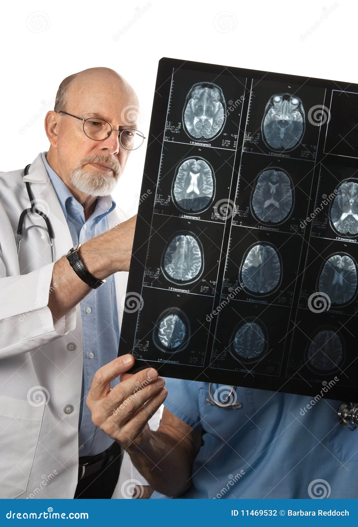 Two Doctors Viewing MRI Brain Scans Stock Photo - Image of reviewing ...