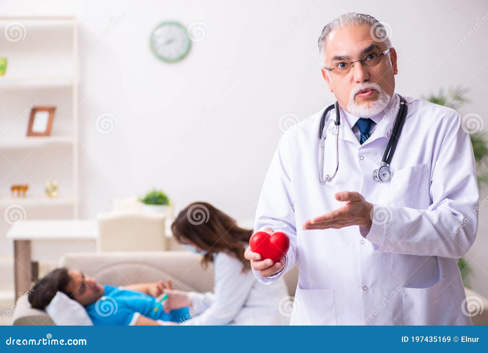 Two Doctors Visiting Sick Young Man at Home Stock Image - Image of ...