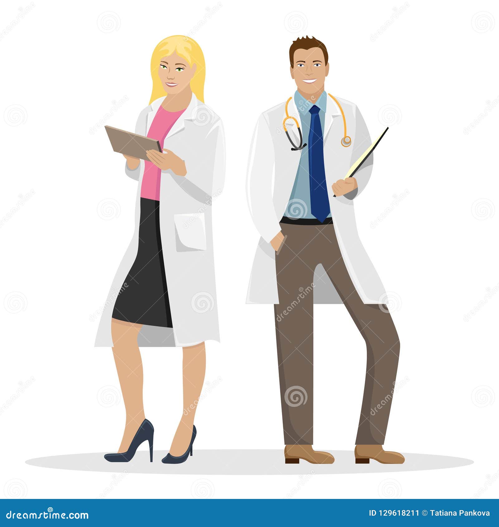 Two Doctors in White Coats. Medical Vector Illustration Stock Vector ...