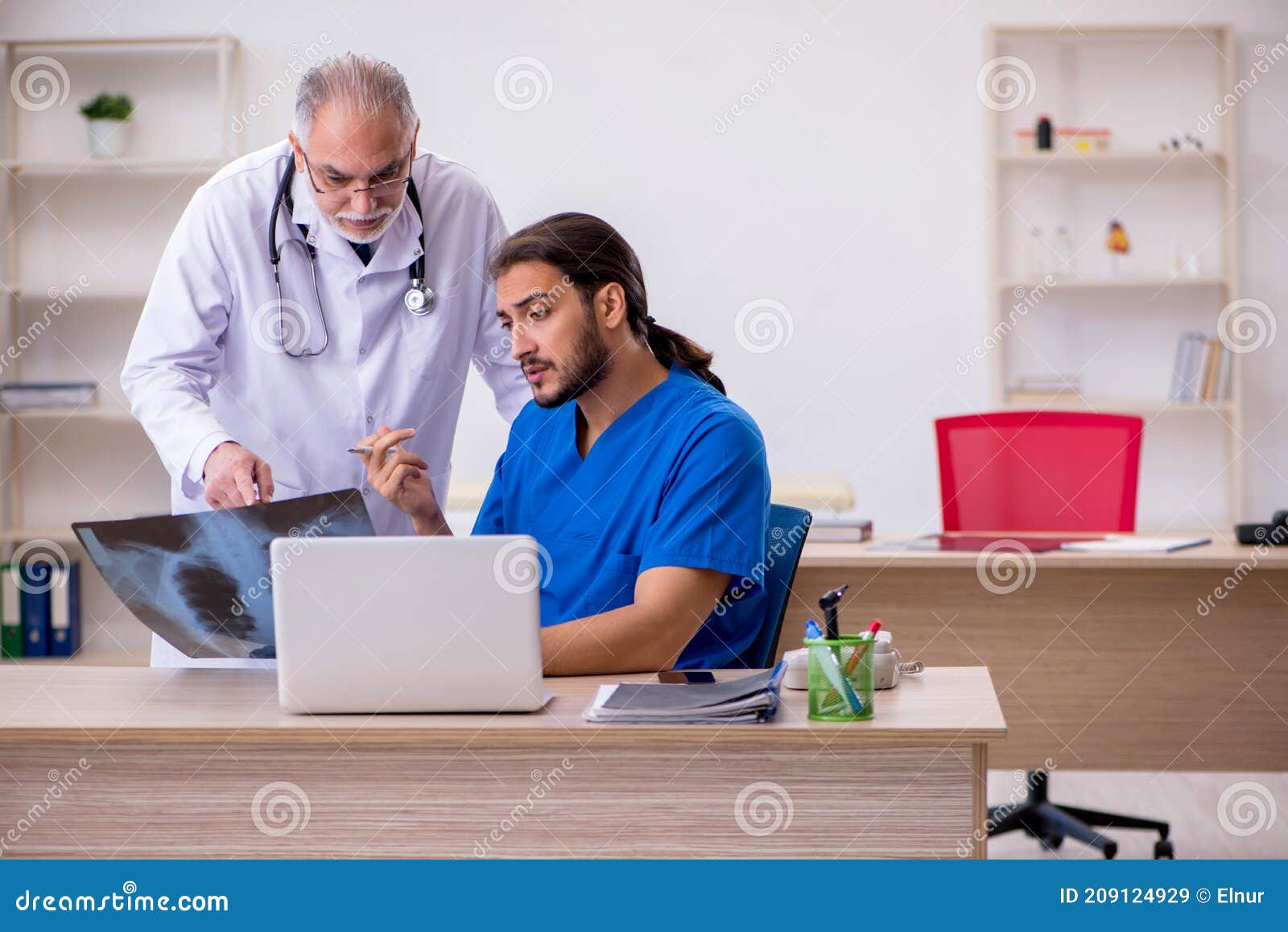Two Doctors Working in the Clinic Stock Image - Image of colleagues ...