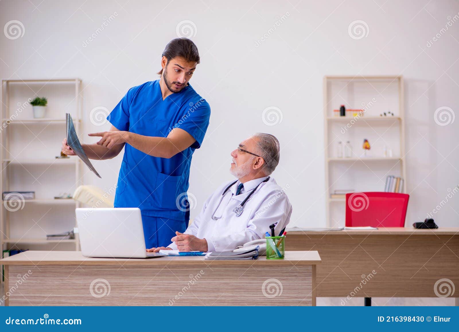 Two Doctors Working in the Clinic Stock Photo - Image of conference ...