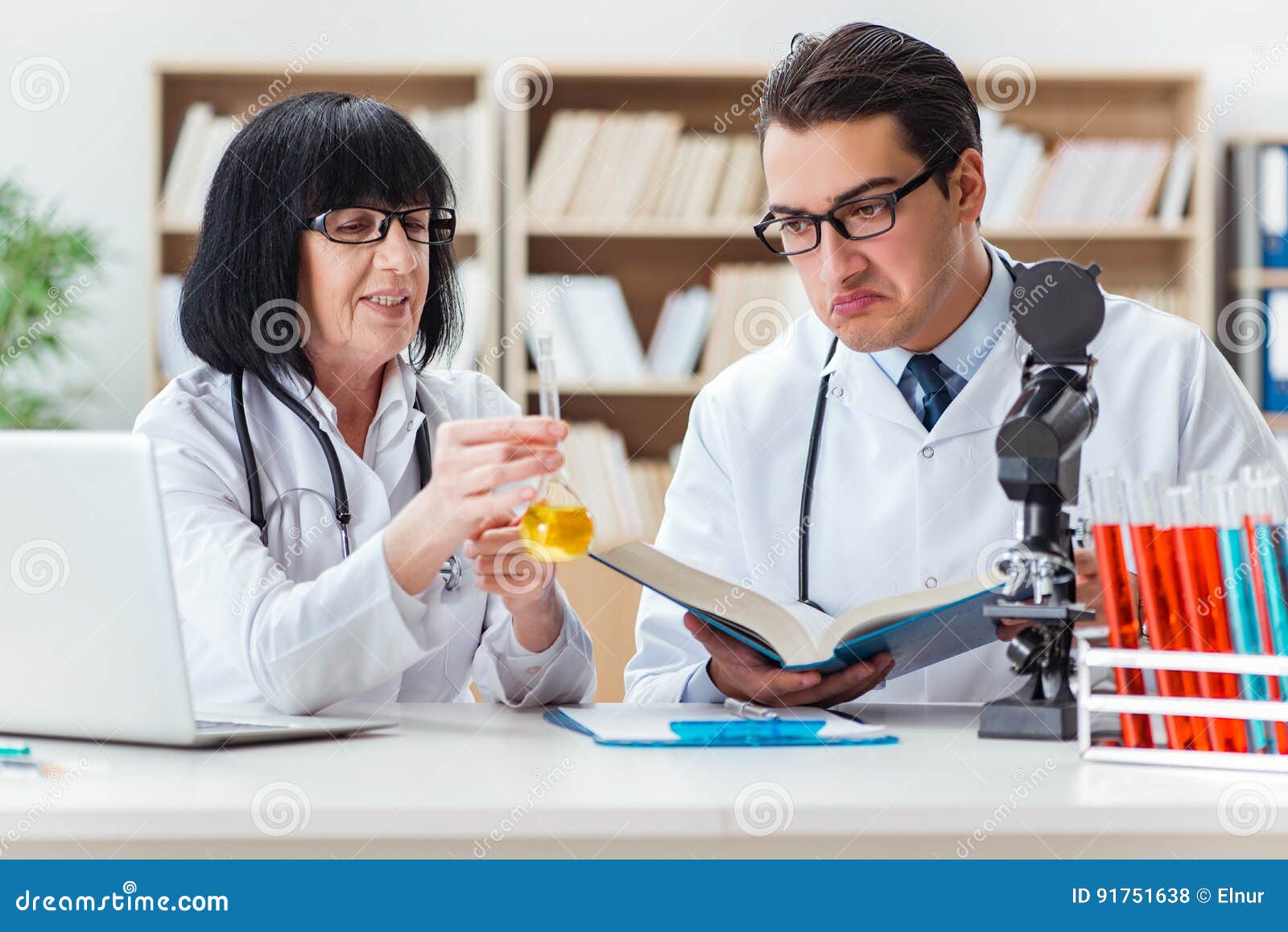 The Two Doctors Working in the Lab Stock Photo - Image of discussing ...