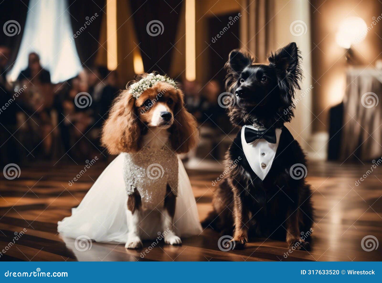Two Dogs in Formal Attire at a Wedding Reception, AI-generated. Stock ...