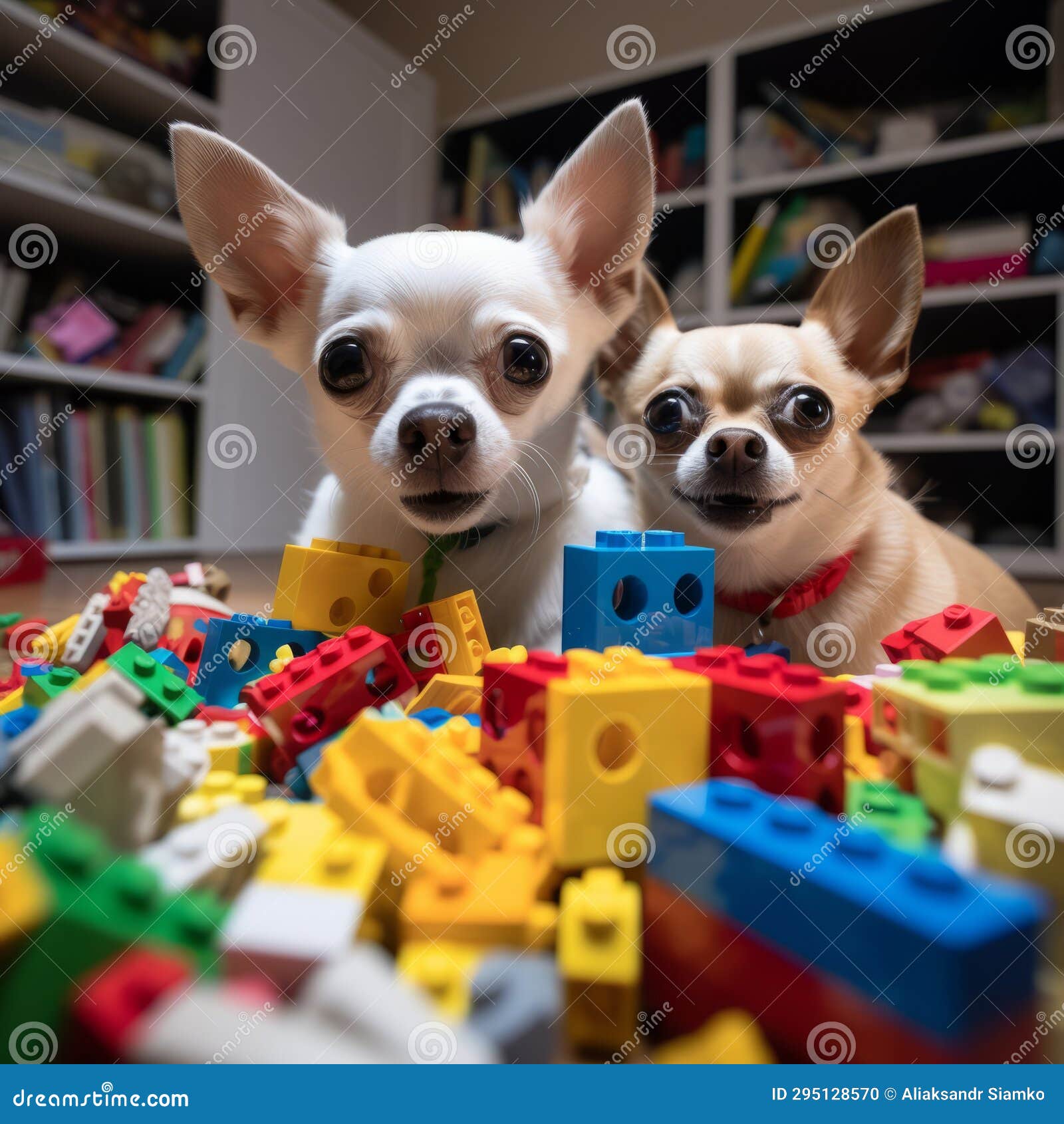 Two Dogs Playing with Legos Stock Illustration - Illustration of ...