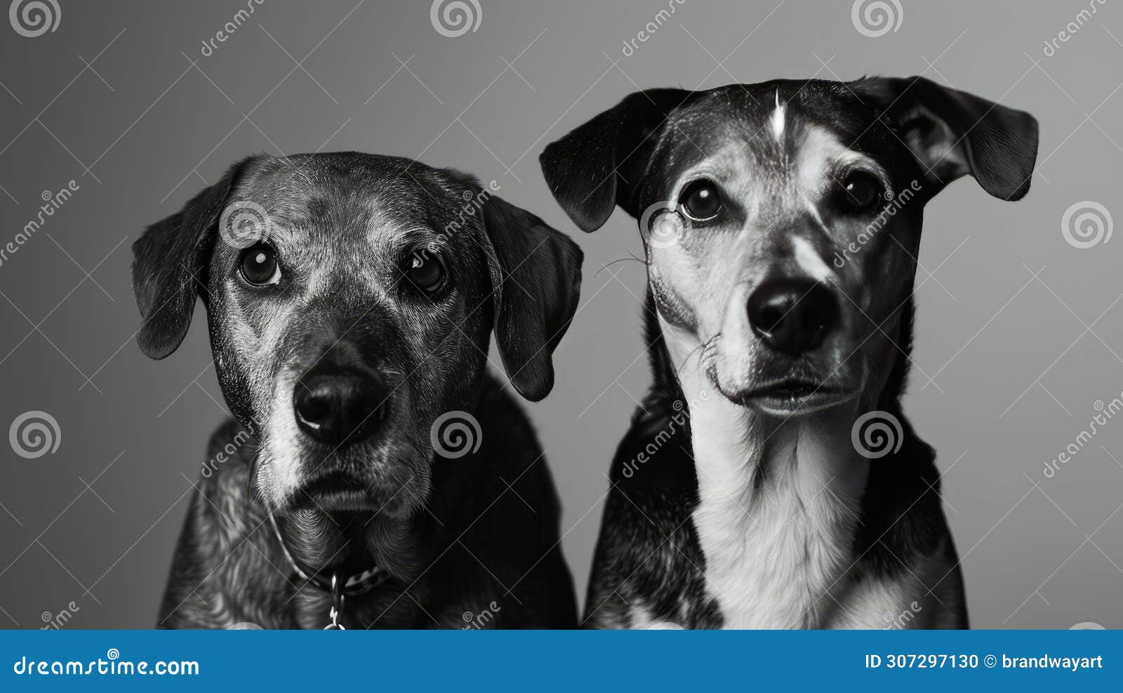 Two Dogs Sitting Together, Looking at Camera Stock Illustration ...
