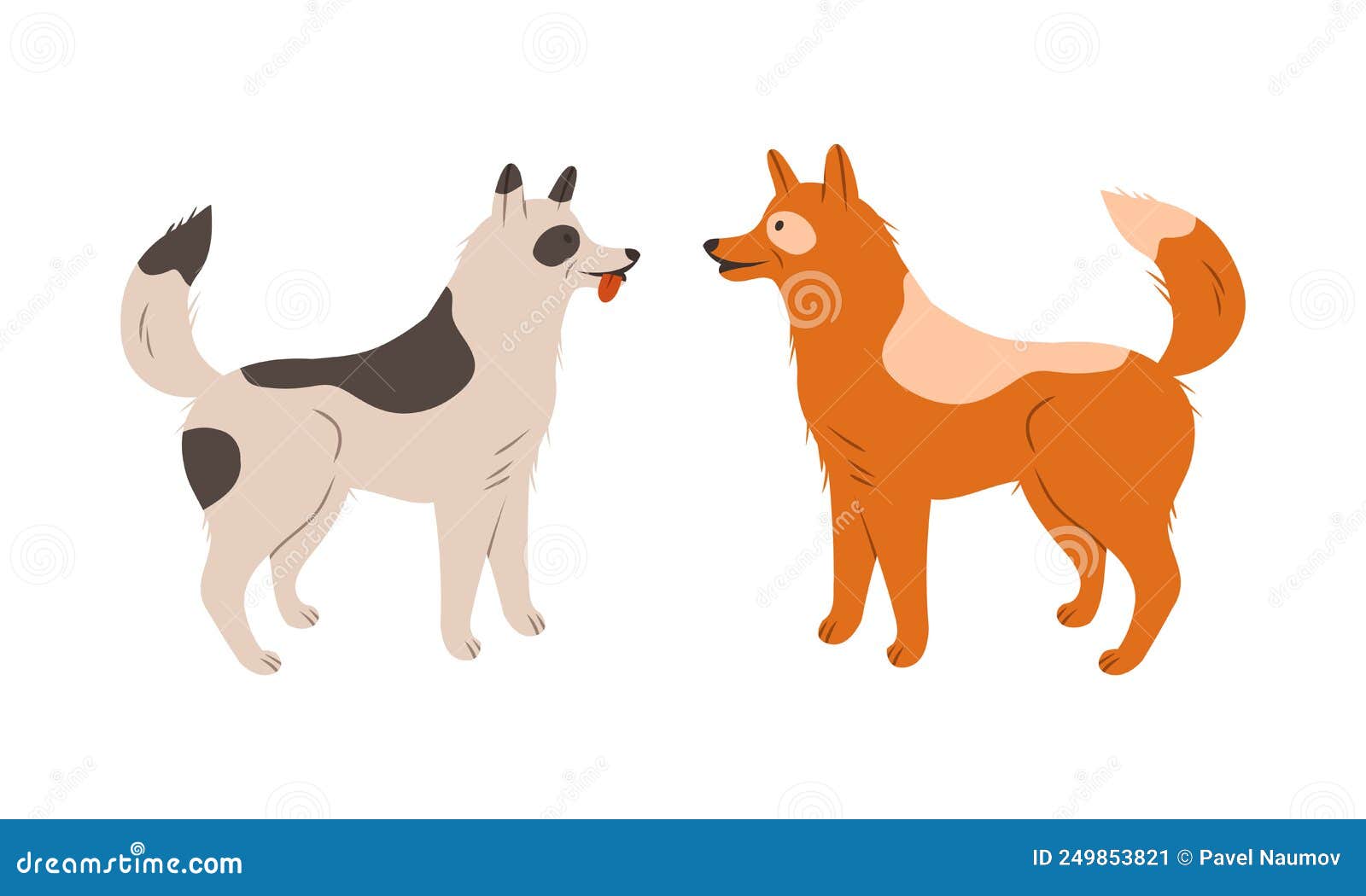 Two Dogs Standing in Front of Each Other Vector Illustration Stock ...