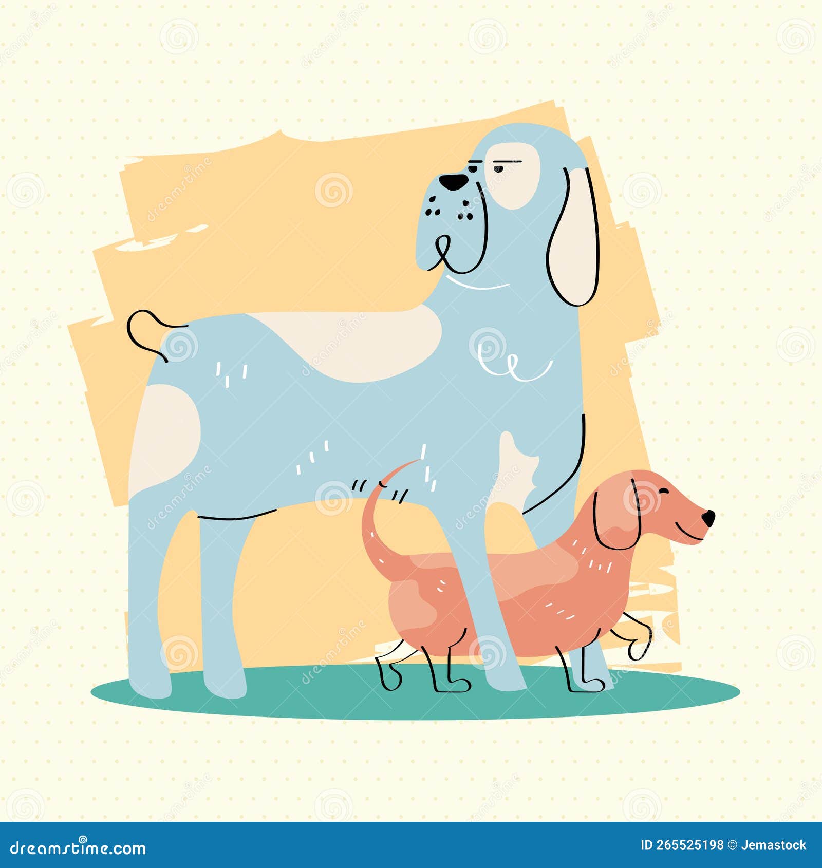 Two Dogs Walking in Landscape Stock Vector - Illustration of mammal ...