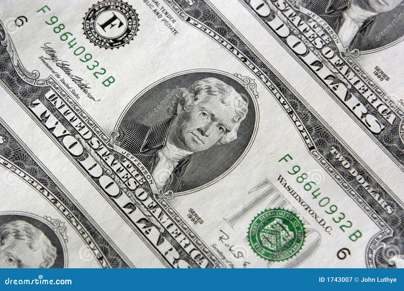 Two Dollar Bill Sheet Picture. Image: 1743007