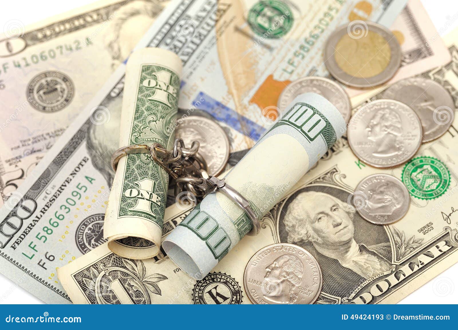 Two Dollar Bills Related Chain Stock Image - Image of currency, group ...