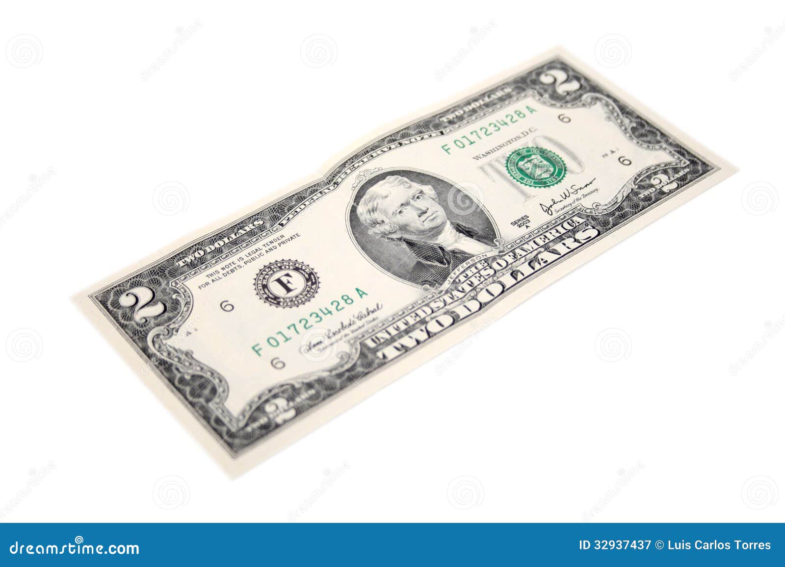 Two dollars bill stock image. Image of payday, dollar - 32937437