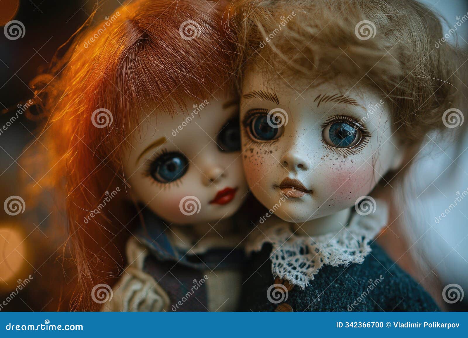Two Dolls with Bright Red Hair in a Close-up Shot Stock Photo - Image ...