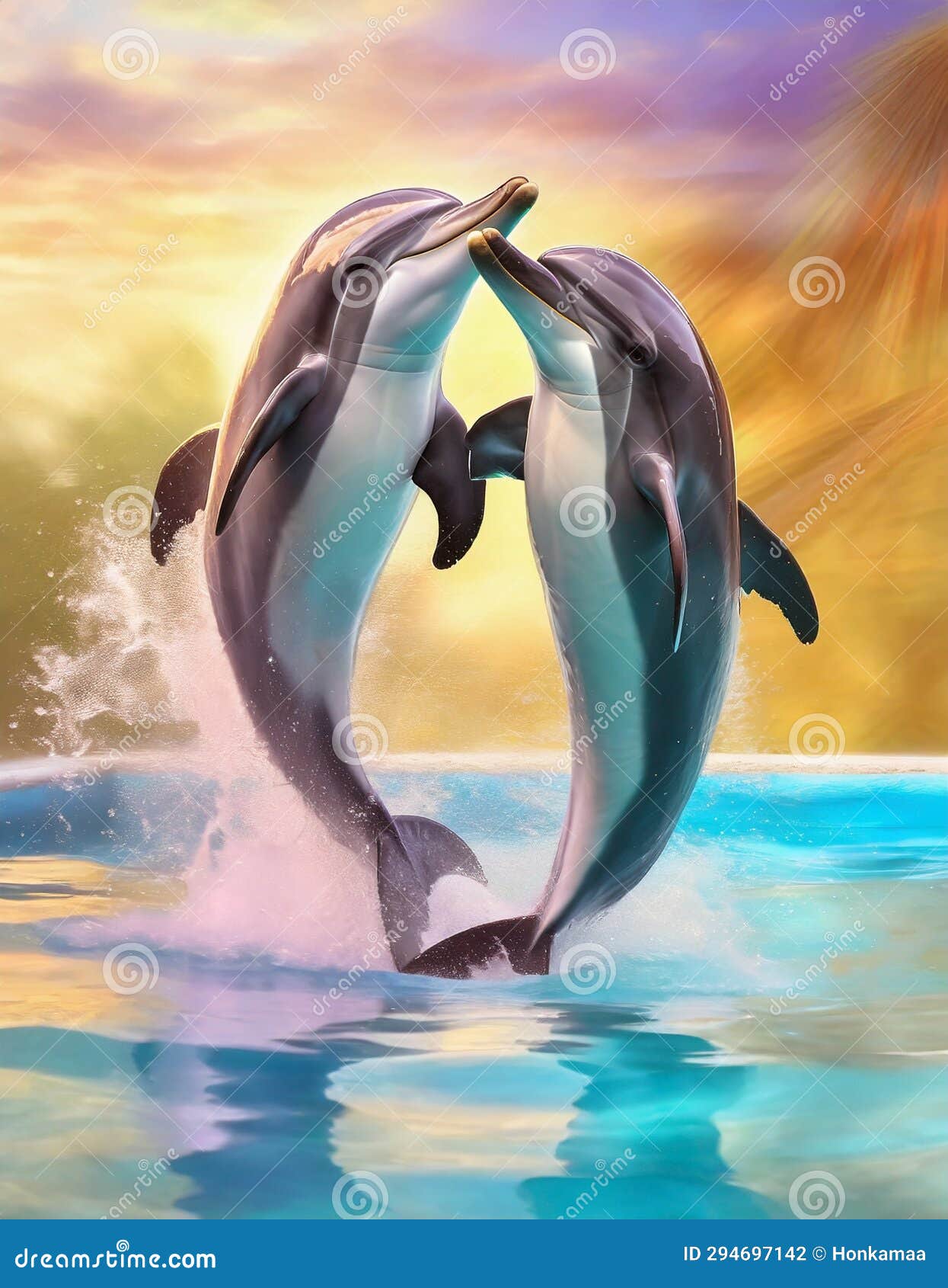 Dancing dolphins stock illustration. Illustration of nature - 294697142
