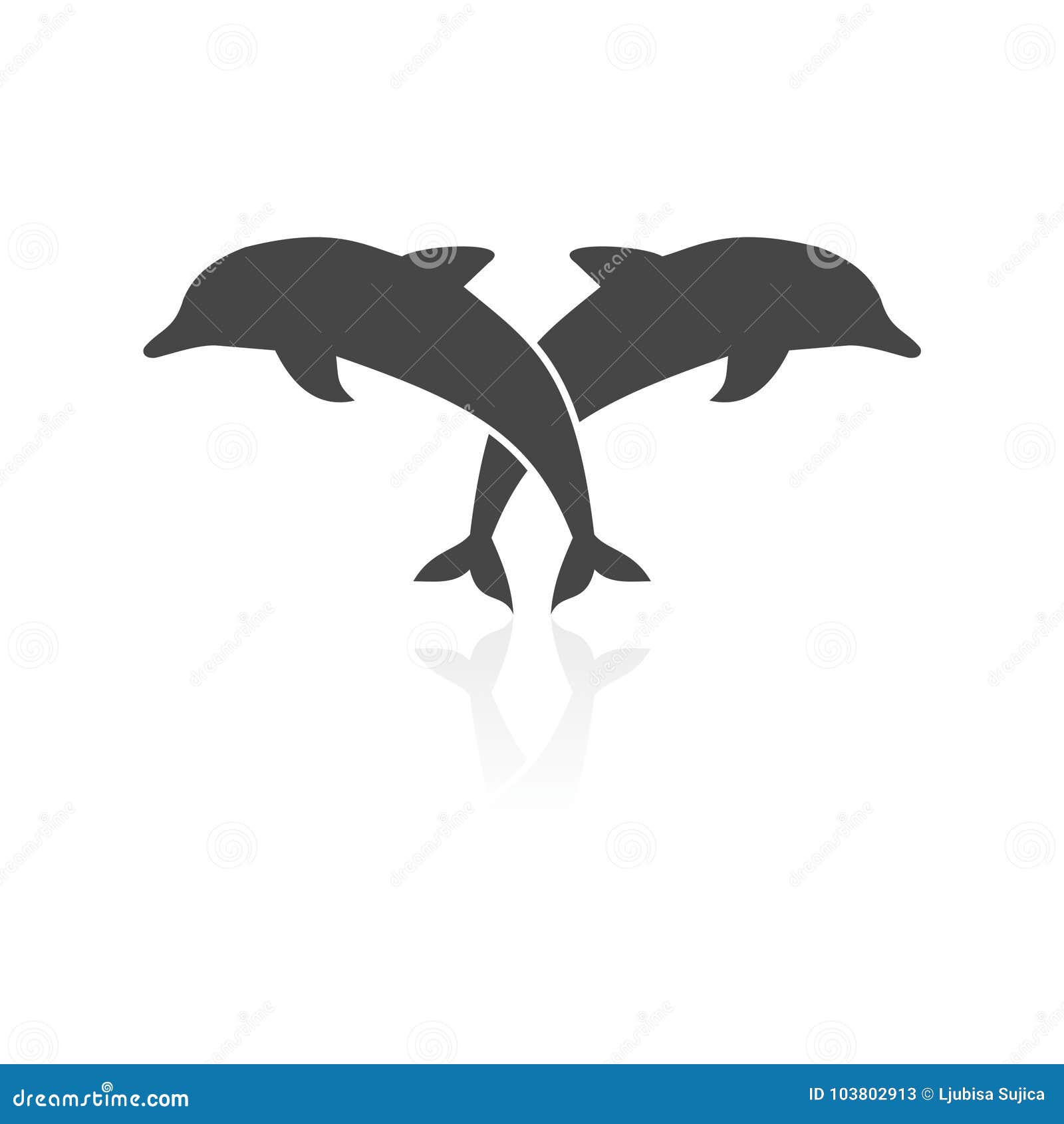 Dolphins Silhouette On Ocean Line Drawing Vector Illustration ...