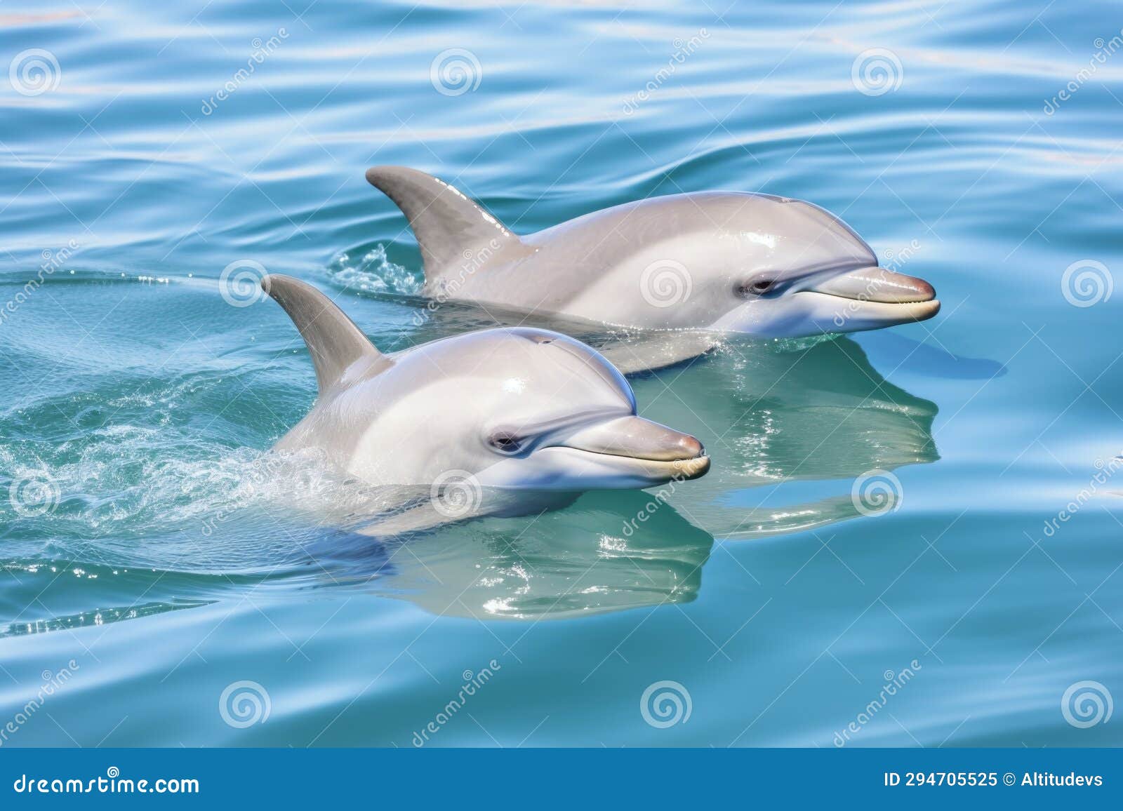 Two Dolphins Swimming Side by Side Stock Image - Image of underwater ...