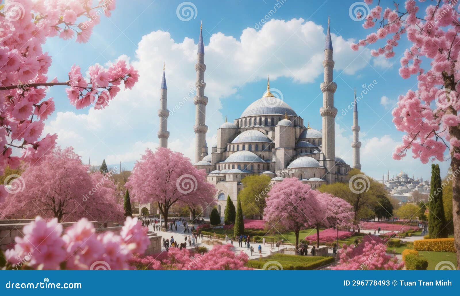 Blue Mosque Istanbul at Spring Stock Illustration - Illustration of ...