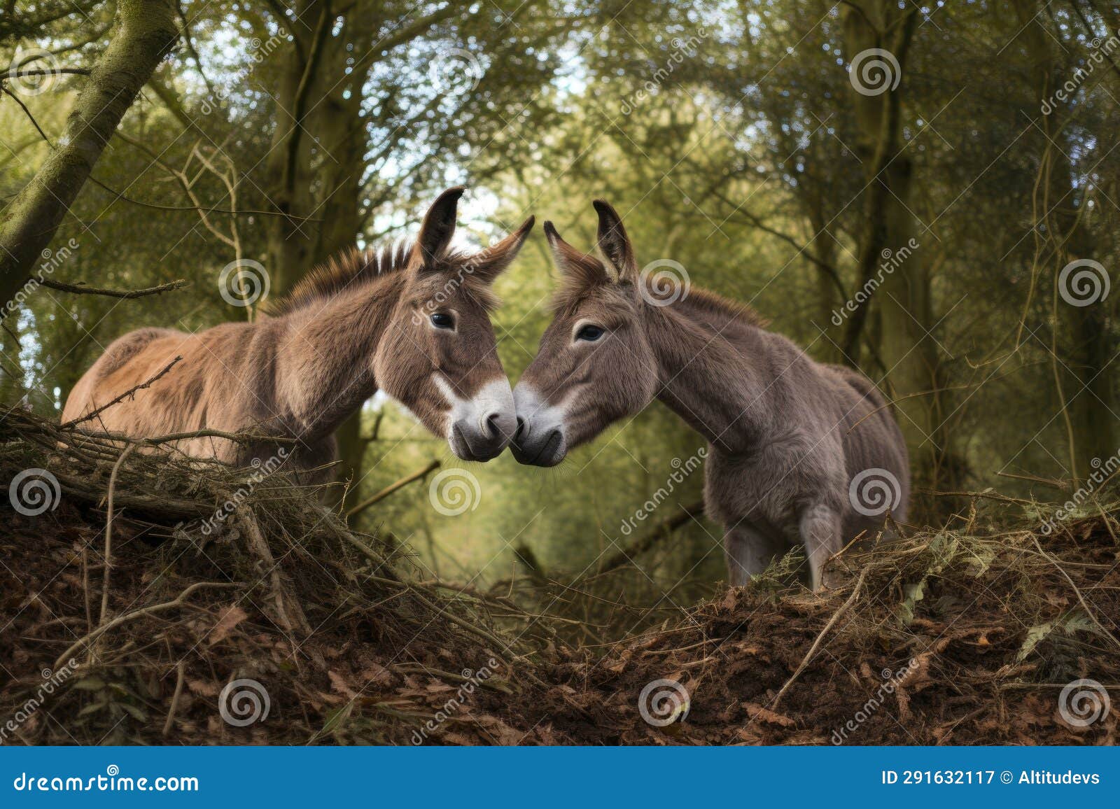 Two Donkeys Braying at One Another in the Wild Stock Image - Image of ...