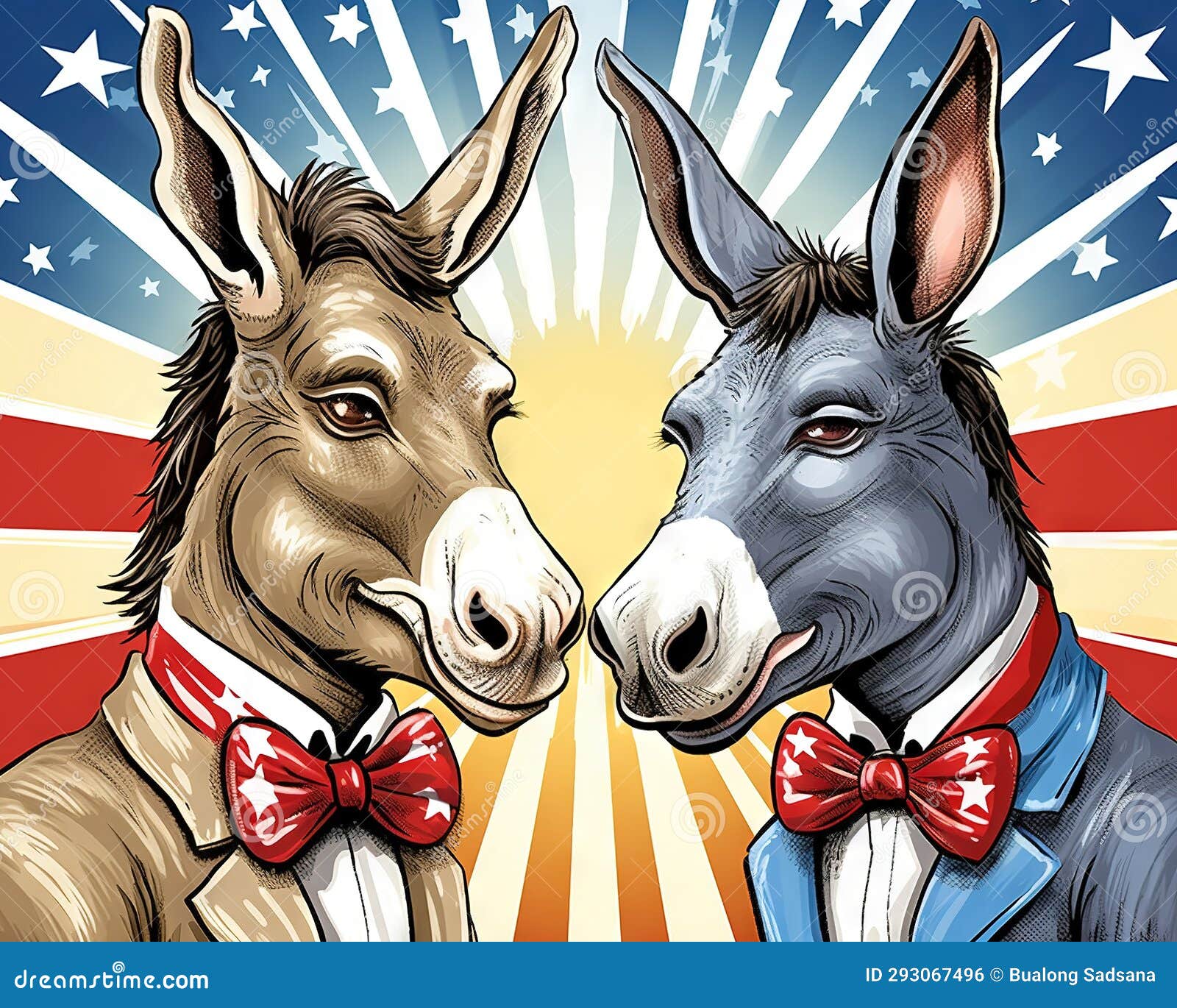 Two Donkeys Are Wearing Suites. Stock Illustration | CartoonDealer.com ...